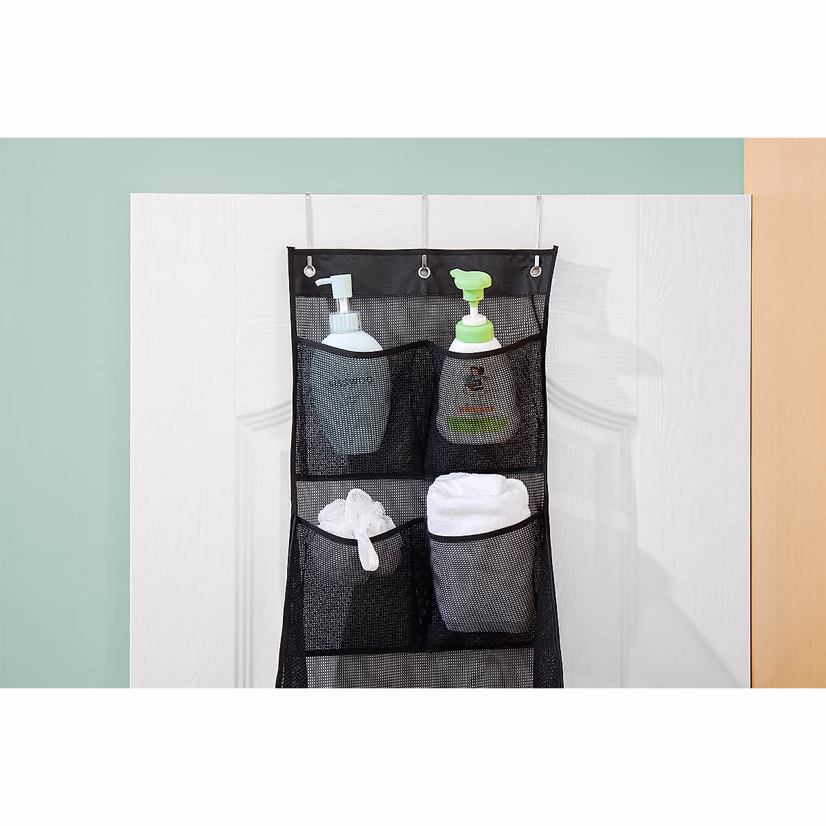 ALYER Multifunctional Over The Door Laundry Basket,Behind The Door Storage Organizer for Laundry,RV,Dorm,Bathroom,Bedroom,Pantry, Nursery,Kitchen,Black