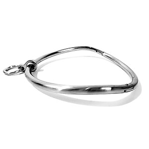 Cuffstore 14" Locking Eternity Collar Satin Stainless Curved Neck Choker Collar w/Ring