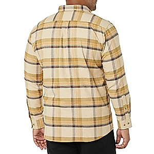 Goodthreads Men's Standard-Fit Long-Sleeve Stretch Oxford Shirt, Tan Plaid, X-Large