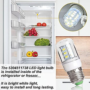 5304511738 LED Refrigerator Light Bulb for Frigidaire Crosley Ken More Refrigerator, 3.5W KEI D34L Refrigerator Bulb Replace PS12364857 AP6278388 (85V-265V White Light) - 2 Pack