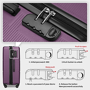 Lulusail LARVENDER Luggage Sets 3 Piece, Expandable(Only 28inch) ABS Durable Suitcase with Travel Bag, Clearance Carry On Luggage Suitcase Set with 360° Spinner Wheels for Women Men, Purple
