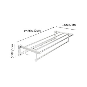 GARVALON Bathroom Towel Rack Towel Holder Bathroom Toilet Storage Rack Bathroom Towel Shelf Foldable Towel Shelf Bathroom Shelf Organizer Towel Rod No Punching Hand Towel Space Aluminum