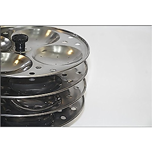 Tabakh IC-206 6-Rack Stainless Steel Idli Cooker with Strong Handles, Makes 24 Idlis,Silver,Large