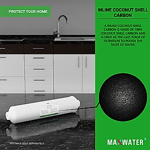 Post Activated Carbon Water Filter Replacement – 5 Micron Inline Filter – 10 inch Inline Carbon Filter– Under Sink and Reverse Fits most Reverse Osmosis Systems (4 pack)