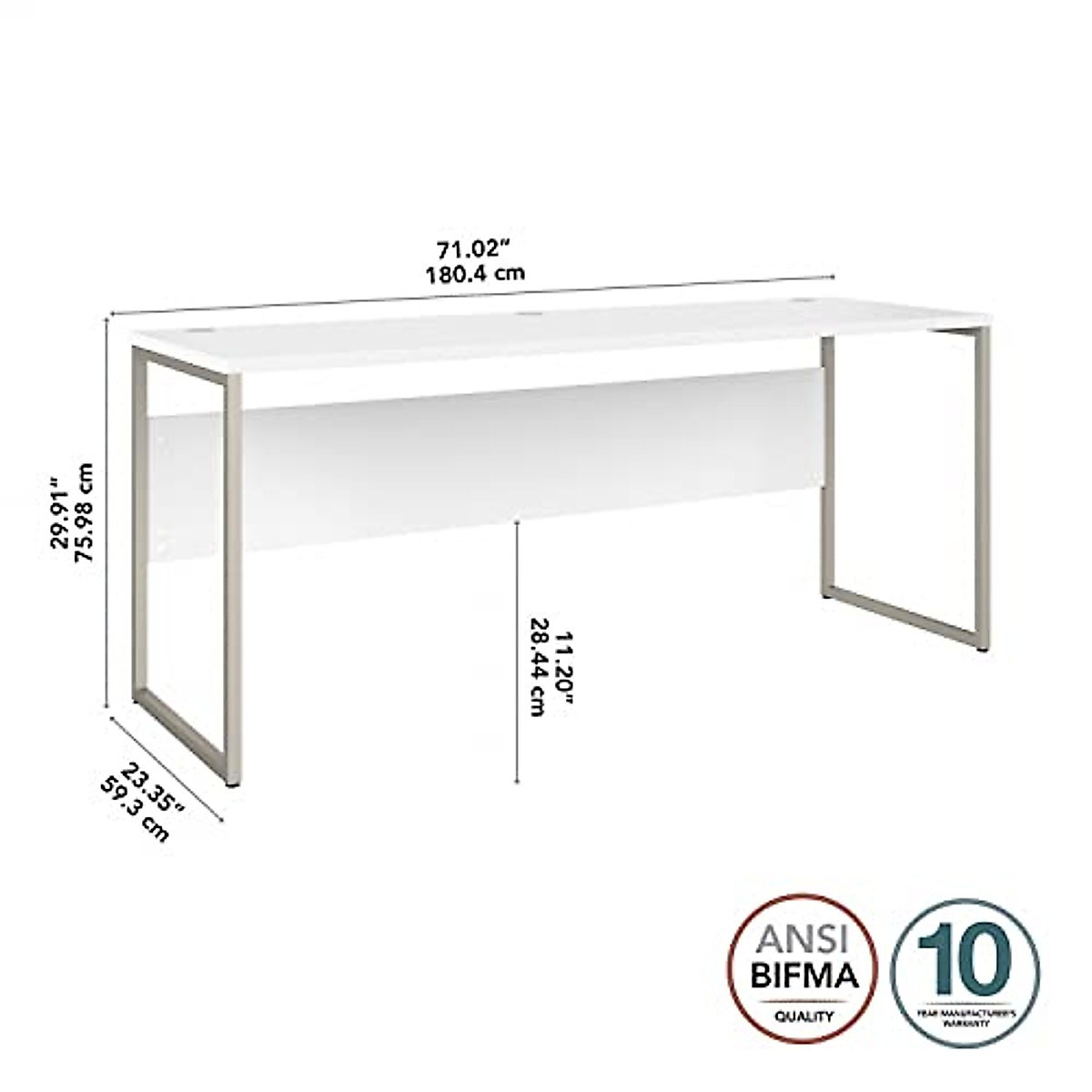 Bush Business Furniture Office Table with Open Metal Leg Design and Privacy Panel | Hybrid Large Computer Desk for Home Office | 72Wx24Lx30H