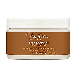 SheaMoisture Even and Radiant Face Cleanser For Uneven Skin Tone and Dark Spots 3-in-1 Cleansing Balm With Raw Honey 3.2 oz