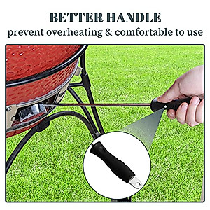 OLIGAI BBQ Ash Tool for Big Green Egg Stainless Steel Ash Tool Poker for Kamado Joe Charcoal Smoker Wood Burning Stove Ash Rake,Ash Tool for Other Charcoal Grills Corner Cleaner Accessories 17.5"