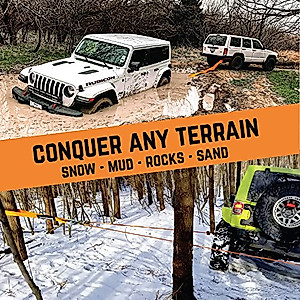 GearAmerica Tow Straps Heavy Duty with Loops 4" x 30' – 40,000 lbs (20 US Tons) Strength – Emergency Off Road Towing & Recovery – Triple Reinforced Loops, Protective Sleeves & Storage Bag