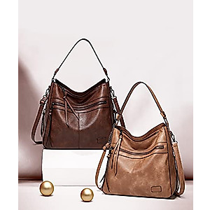 KEEPOP Hobo Handbags for Women Large Designer Shoulder Bag PU Leather Crossbody Bag Work Shopper Purse Top-Handle Bag Satchel