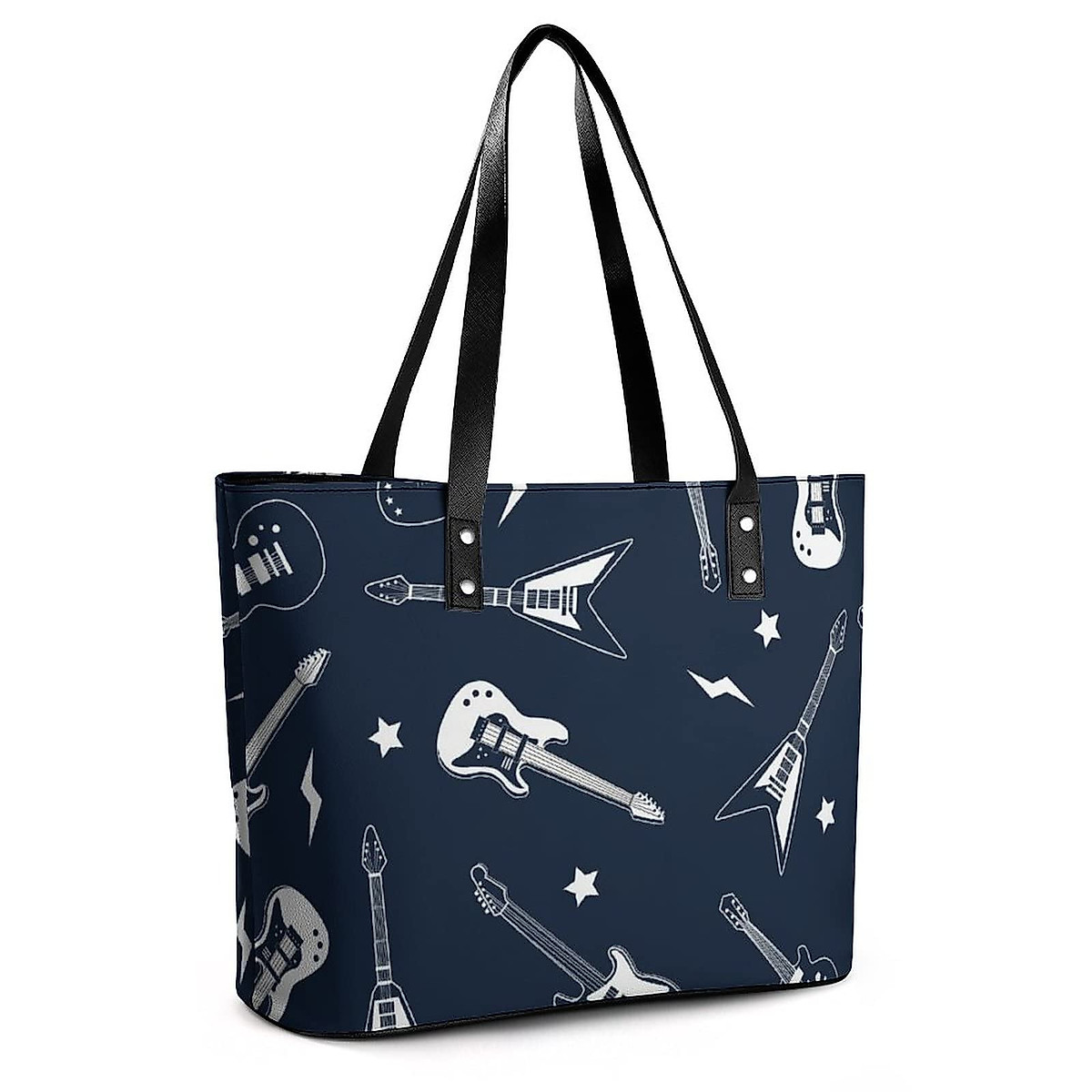 Womens Handbag Guitar Pattern Leather Tote Bag Top Handle Satchel Bags For Lady