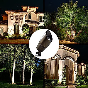 LED Spot Lights Outdoor Landscape Lighting 107 - Solid Brass Spotlight LED Yard Lights Security Landscape Lights for Beautiful Bright Long Lasting Home Garden Patio Pool Area Deck Lighting (No Bulb)