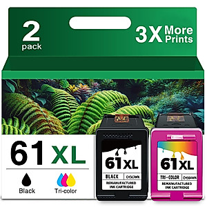Ubinki 61XL Ink Cartridges Black Color Combo Pack High Yield Replacement for HP Ink 61 XL for Envy 4500 5530 4502 DeskJet 2540 1000 1055 1010 1510 3050 OfficeJet 4630 2620 Printer (Black Tri-Color)