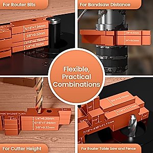 Neitra Router Table Setup Blocks Woodworking - 8pcs Aluminum Alloy Precision Setup Bars for Routers Tables Saw Accessory, Measuring Height Depth Angle Gauge with Storage Case (Each in Varies Thick)