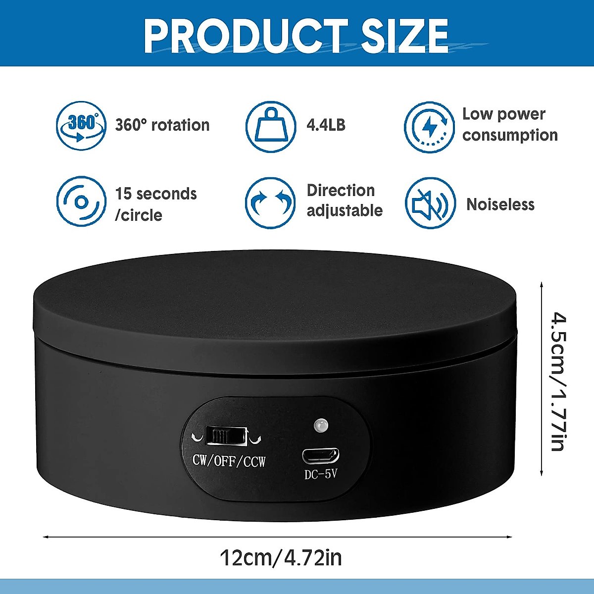 Hoteam Turner Cup Rotating Display Stand for Epoxy Glitter Tumbler Display Turner 360 Degree Tumbler Spinner Automatic Spinning Rotating Platform Mute Photography Turntable(Black,6 Pcs)
