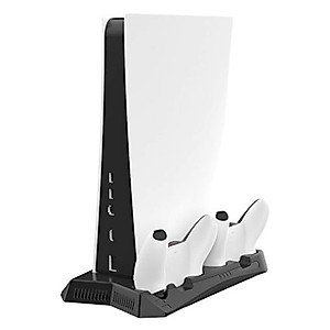 Esenlong Multi- Function Charging Stand with Cooling Fan for PS5 Digital/Ultra HD Controller, Vertical Charger Cooling Storage Stand for PS5 VR Playstation DC 5V 2A