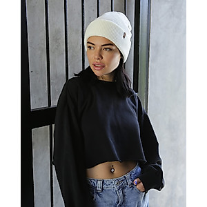 FURTALK Beanie Hats for Women Men Winter Hats Womens Knitted Slouchy Beanies Cuffed Skull Cap Warm Ski Hat Beige