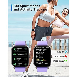 TOOBUR Smart Watch for Women Alexa Built-in, 1.8" IP68 Fitness Tracker with Heart Rate/Blood Oxygen/Sleep Tracker/100+ Sport Modes/Answer & Make Calls, Fitness Watch Android iOS Compatible Lilac