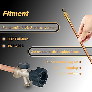 Upgrade Version 123-0093 500 Series Mansfield Style Stem Assembly For 8-Inch Sillcock ASFP Prevent Leakage (Overall length 12")