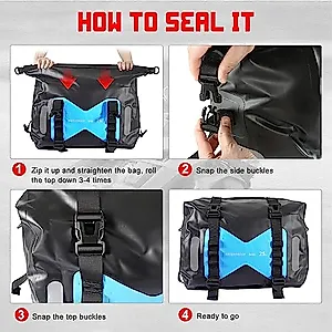 INNOGLOW Motorcycle Saddlebags Waterproof Motorcycle Saddle Bags 500D PVC Motorcycle Dry Bag Zipper Closure Side Bags Luggage Bags Universal for Motorcycle Motorbike Bicycle, 50L Blue
