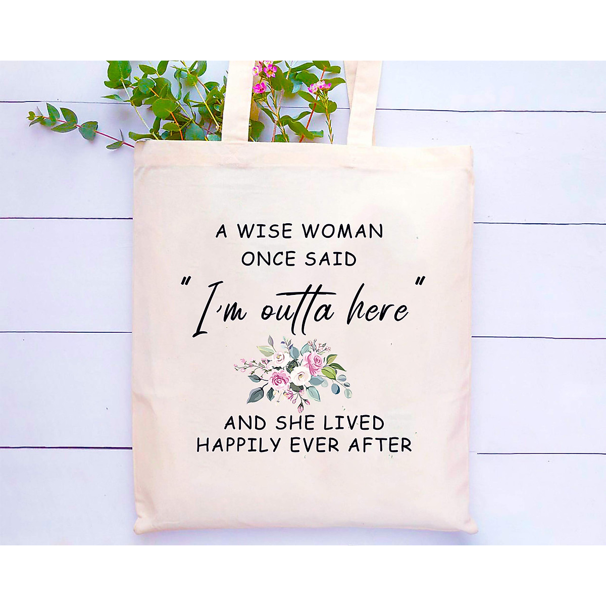 Funny Retirement Appreciation Gift for Women Best Friend Wife Mom Grandma Coworker Boss Nurse Teachers Retirees Colleagues Bff Bestie,A Wise Woman Once Said I'm Outta Here,Tote Bag Gift