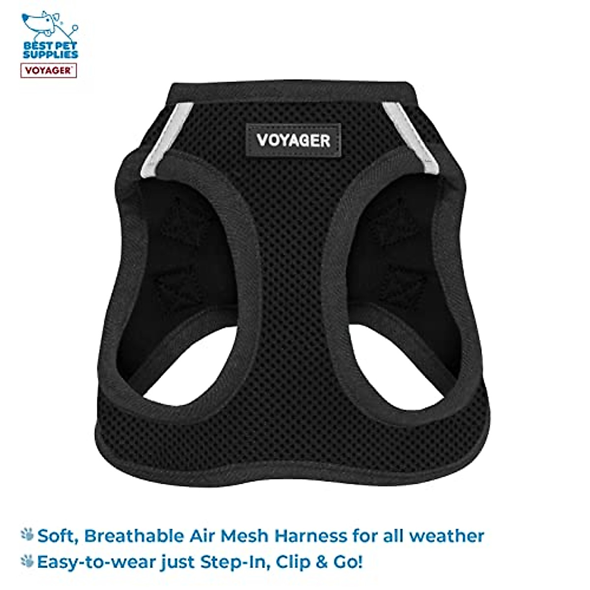 Voyager Step-In Air Dog Harness w/ Leash - All Weather Mesh Step in Vest Harness for Small and Medium Dogs by Best Pet Supplies - Black, S