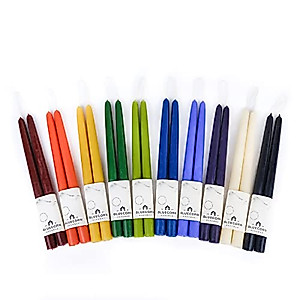Bluecorn Beeswax 100% Pure Beeswax Taper Candles | Natural Beeswax Candles, Yellow Unscented Tapered Candles | Soy, Paraffin, & Fragrance Free | 10 Inch Candles, Bulk 8-Pack | Handmade in Colorado