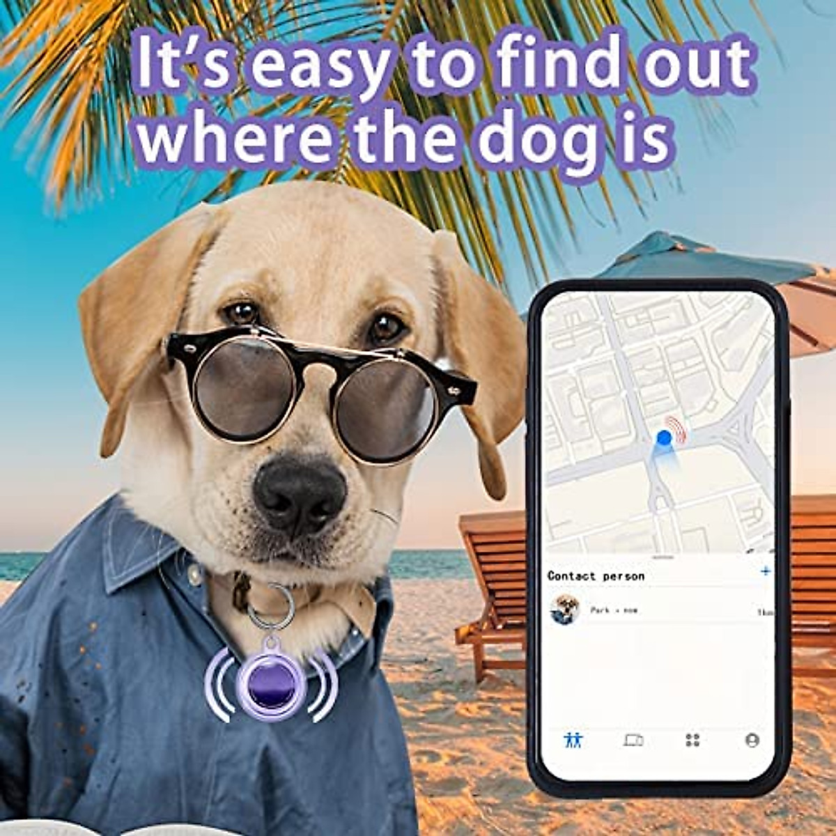 Airtag Keychain Waterproof,Air Tag Holder Case Compatible with Apple AirTag Case for Dog Cat Collar Tracker Key Ring Locator Protective Cover (GI-Blue/Purple-2PC)