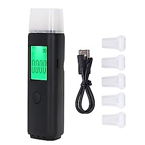 Alcohol Breathalyzer, Portable Breath Alcohol Tester with 5 Blowpipes and USB Cable, 0.000 to 0.190 BAC High Sensitivity Handheld Breath Alcohol Tester