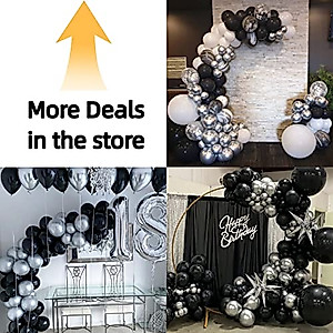 Bezente Black Silver Confetti Latex Balloons,60pcs 12 inch Black White Silver Metallic Chrome and Silver Confetti Balloons for Birthday, Baby Shower, Wedding, and Silver Theme Party Decoration