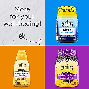 Zarbee's Adult Daytime Cough Syrup + Mucus with Honey, Ivy Leaf, Vitamin C, D & Zinc, Thyme, Drug & Alcohol-Free, Gluten-Free, Ages 12+, Natural Honey Lemon Flavor, 8 Fl.oz