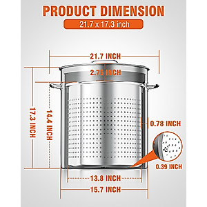 PYY Seafood Boil Pot - 60qt Turkey Fryer with Basket & Lid, Stainless Steel Crab Lobster Crayfish Shrimp Stock Pot Boiler Deep, Fried Cooker for Commercial Outdoors or Gatherings, 21.7 * 17.3"