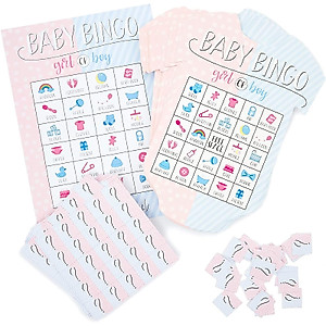 Gender Reveal Bingo Game Set, Party Supplies (38 Pieces)