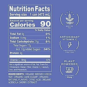 Steaz Organic Lightly Sweetened Iced Green Tea, Blueberry Pomegranate, 16 Oz (Pack Of 12)