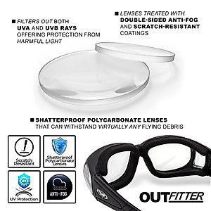 Global Vision Outfitter Foam Padded Fits Over Most Glasses Clear Lenses