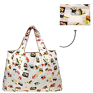 allydrew Large Foldable Tote Nylon Reusable Grocery Bag, Sushi