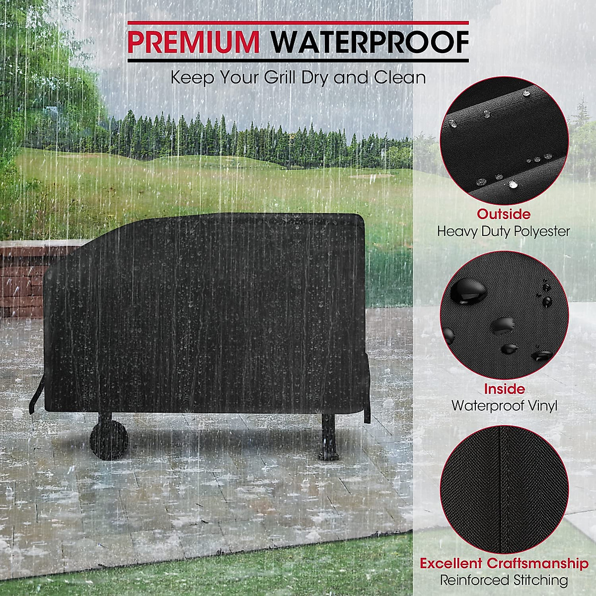 Unicook 28 Inch Griddle Cover for Blackstone and Nexgrill Cooking Station, Outdoor Flat Top BBQ Grill Cover with Sealed Seam, Heavy Duty Waterproof Fade Resistant, Black