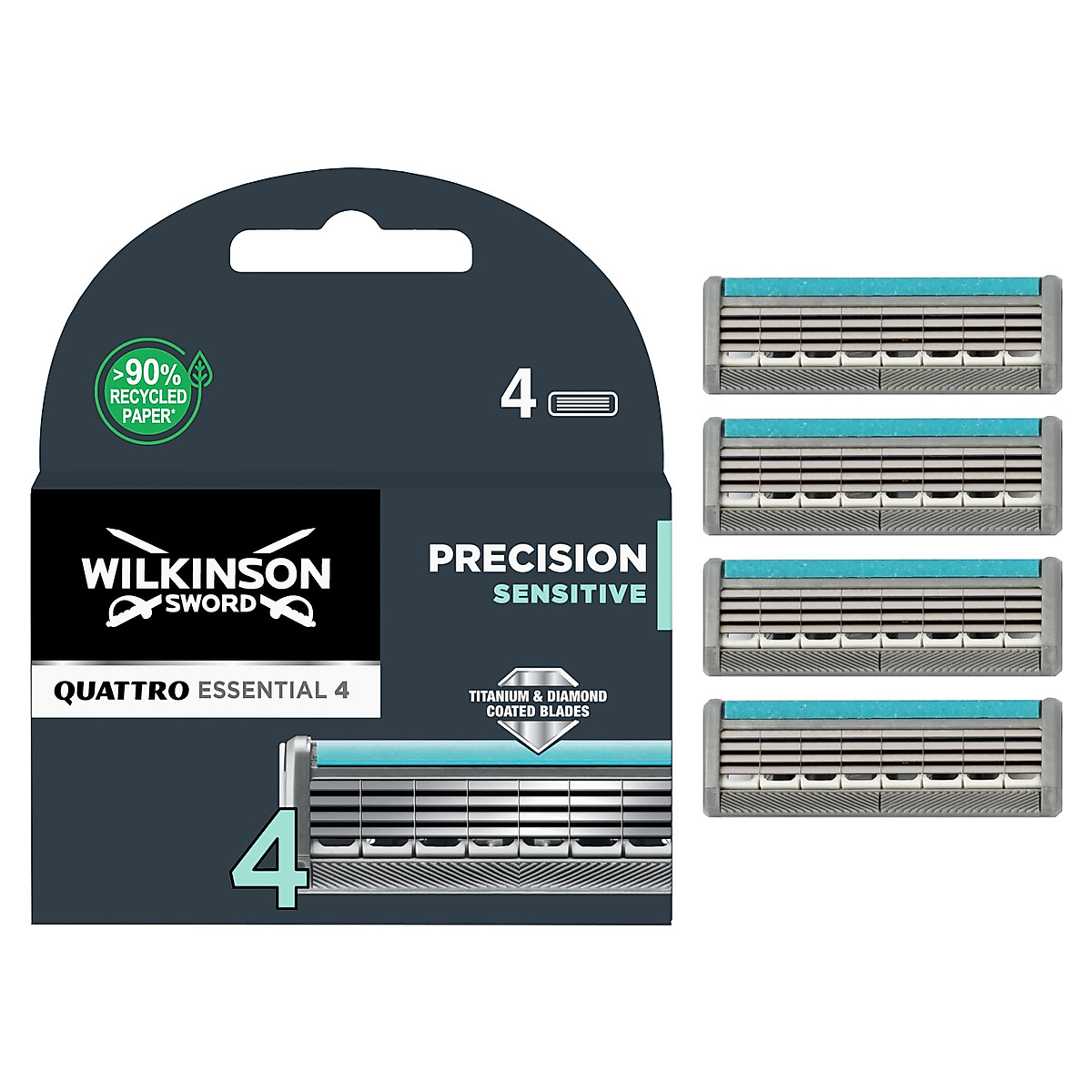 Wilkinson Sword Quattro Titanium Sensitive Razor Blade, 4 Count