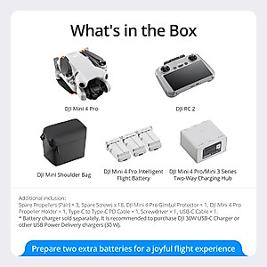 DJI Mini 4 Pro Fly More Combo with DJI RC 2, Mini Drone with 4K HDR Video, Under 0.549 lbs/249 g, 3 Batteries for up to 102 Mins Flight Time, Smart Return to Home, Drone with Camera for Beginners
