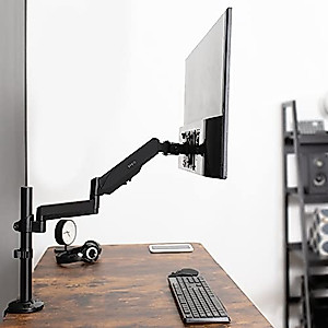 VIVO Heavy Duty Articulating Single Pneumatic Spring Arm Desk Mount Stand, Fits 17 to 32 inch Standard Screens or 43 inch Ultrawides up to 26.4 lbs with Maximum VESA 200x100mm, STAND-V101H