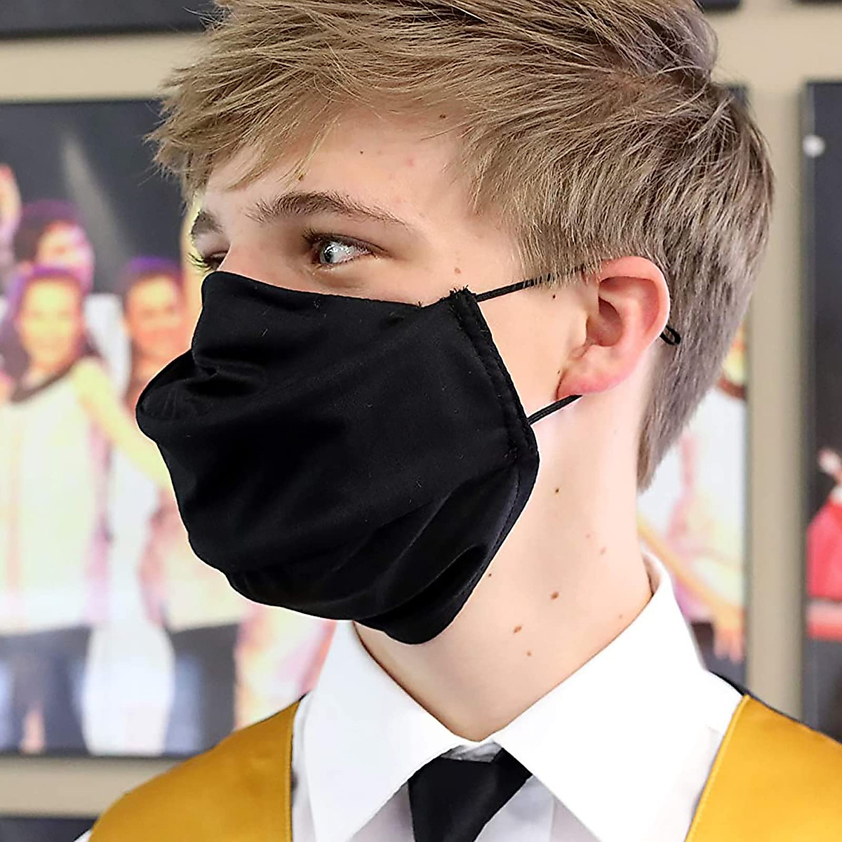 Hozxclle 10 Pack Music Cotton Face_Màsk with 3D Design, Washable and Reusable_Mask Singers Voice_Mask for Singing,Choir, Chorus and Teaching, Black