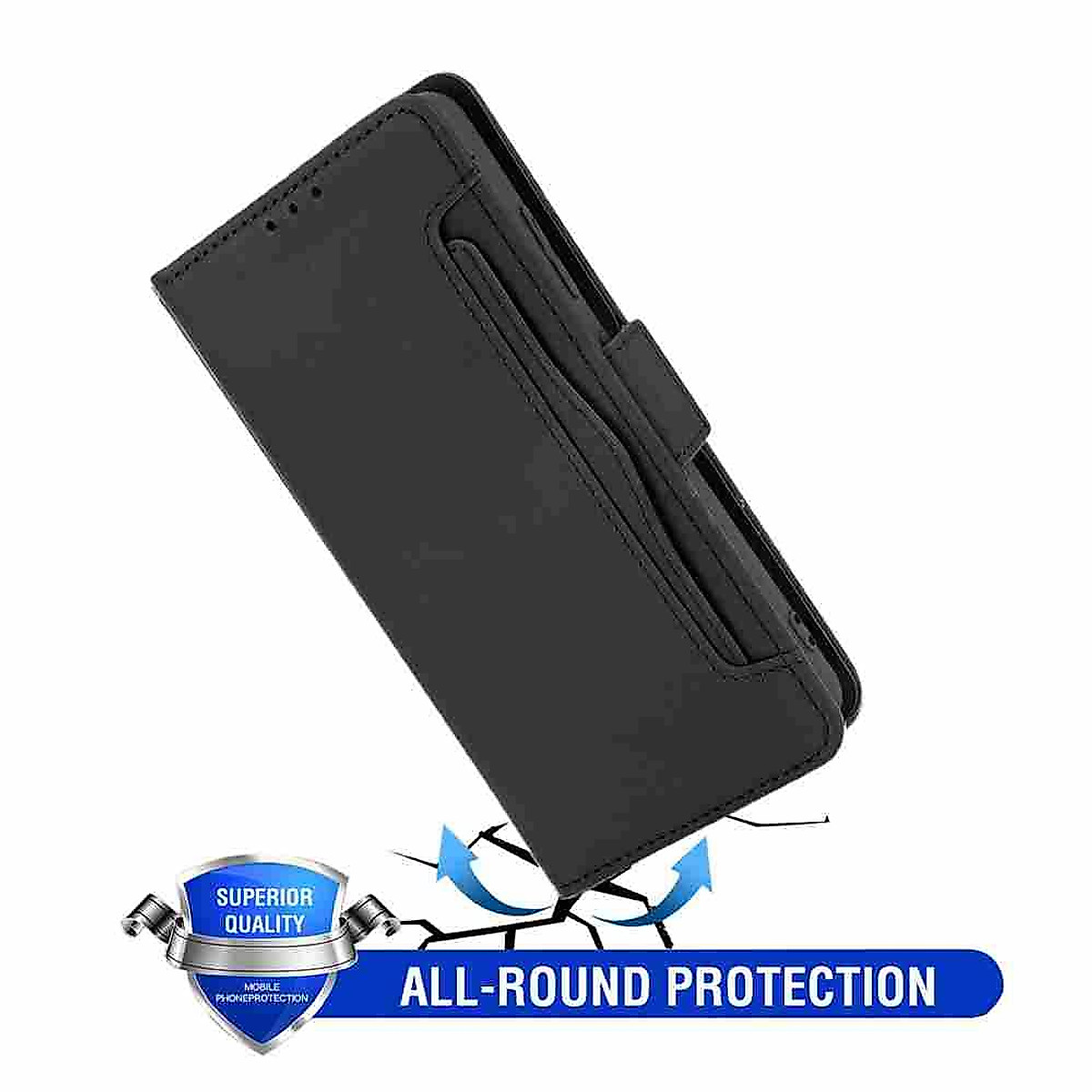 YOUKABEI MojieRy Phone Cover Wallet Folio Case for LG V20, Premium PU Leather Slim Fit Cover for LG V20, 1 Photo Frame Slot, 4 Card Slots, Handy & Portable, Black