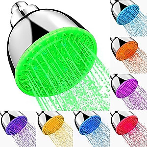 LED Shower Head, Shower Head with Lights, 7 Color Light Automatically Changing Led Rainfall Showerhead, LED Fixed Showerheads for Bathroom, High Pressure Quiet Adjustable Rain Showerhead for Kid Adult