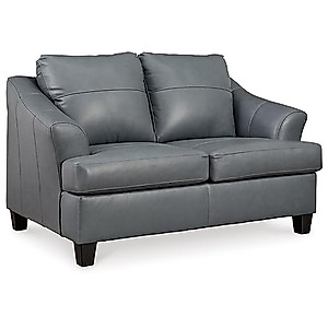Signature Design by Ashley Genoa Contemporary Leather Match Loveseat, Blue