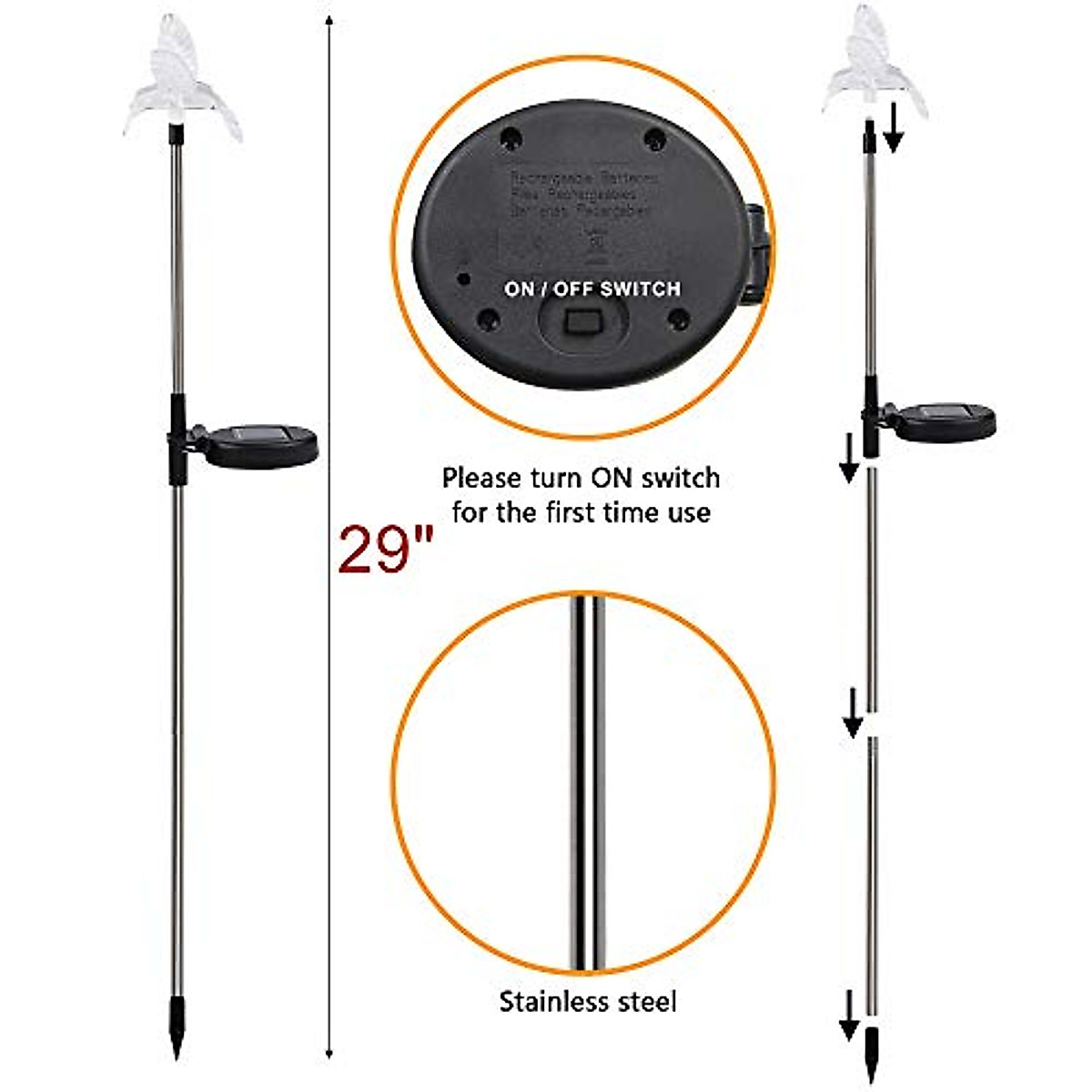 MAGGIFT 6 Pack Outdoor Solar Figurine Lights, Solar Powered Garden Stake Light, Color Changing LED Landscape Lighting, Sparkling Star Flower Hummingbird Butterfly Dragonfly Bee for Patio Yard Pathway