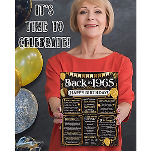 60th Birthday Party Decorations for 60th Birthday (Sixty) - Remembering The Year 1965 - Party Supplies - Gifts for Men and Women Turning 60 - Back In 1965 Birthday Card 11x14 Unframed Print