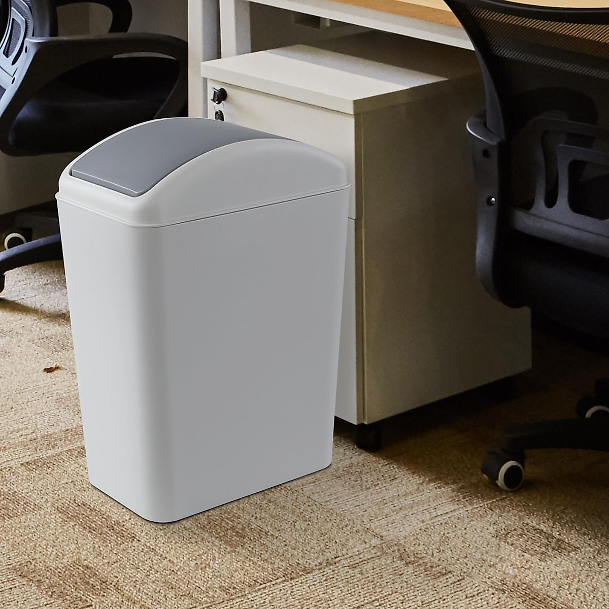 Taysisiter 4.5 Gallon Slim Plastic Trash Can with Lid, Swing Top Garbage Bin, 3 Packs