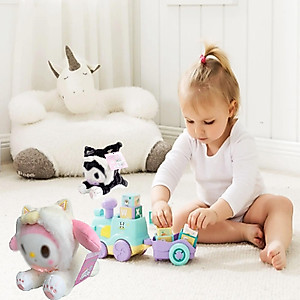 Veakeqe 1 Pcs Cartoon Plush Stuffed Animal, Lovely Plush Dolls,8 Inch Anime Cute Soft Plush Figure Toy, Soothe Kids Girl Fans Toys Gift Bag Filler Birthday Gift for Kids (Black)