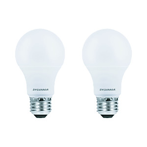 SYLVANIA LED Light Bulb, 40W Equivalent A19, Efficient 6W, Medium Base, Frosted Finish, 450 Lumens, Soft White - 2 Pack (74077)