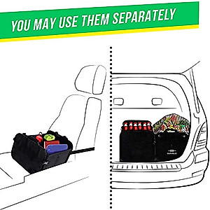 DURABLEZ 4 Compartment Separable Collapsible Car Trunk Storage Organizer for SUV Minivan Truck Sedan - XXL, Black