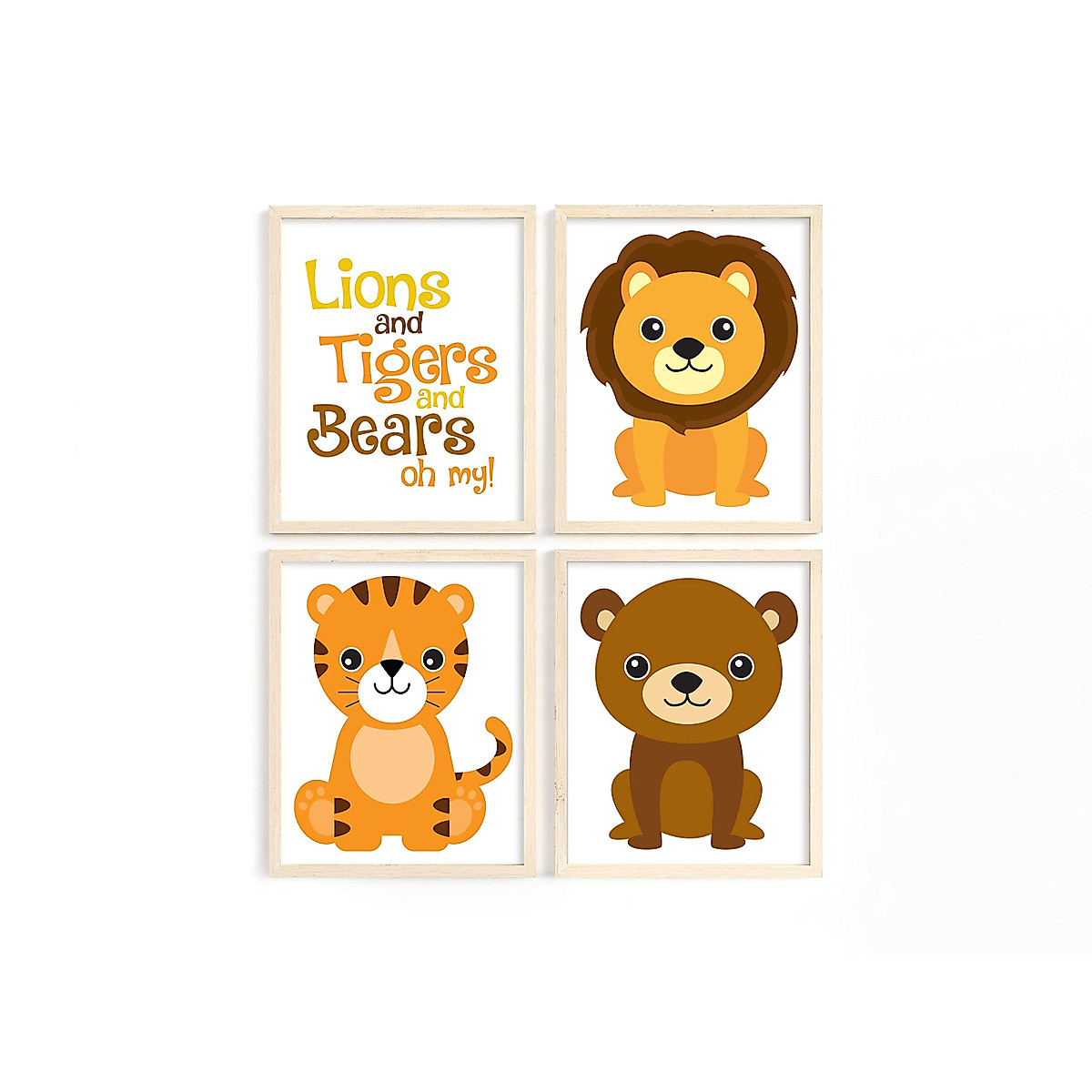 Lions and Tigers and Bears Oh My Nursery Art Print Set of 4